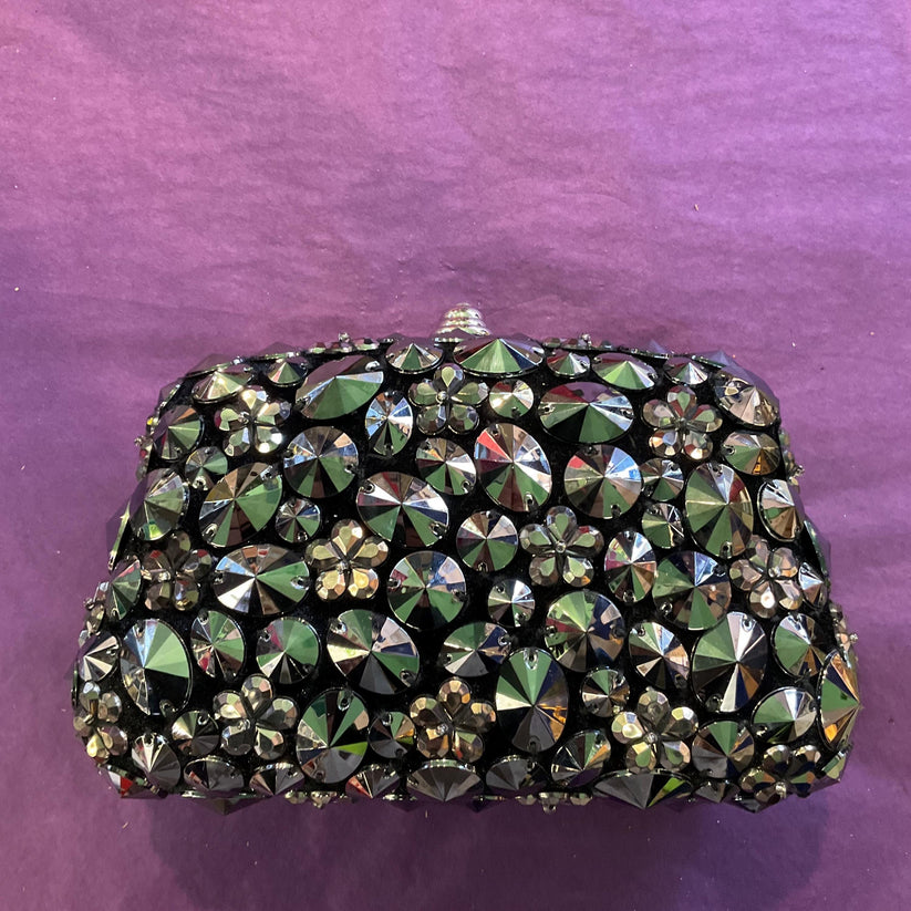 Butler And Wilson Black Velver And Gunmetal, Bejewlled Evening Bag, Cl ...